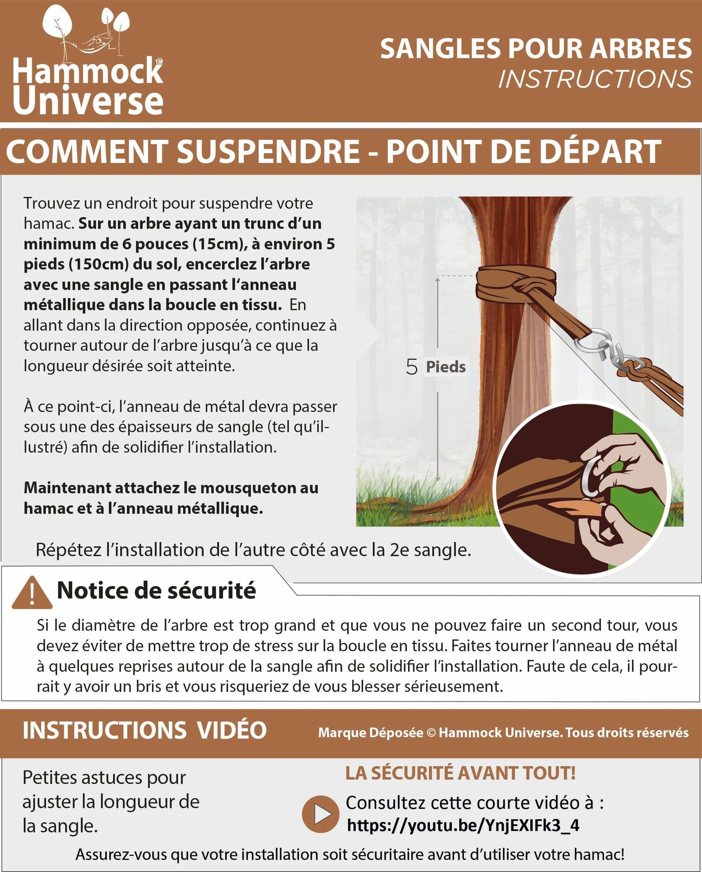 Sangles écologiques pour arbres pour hamac | Hamac Univers Canada